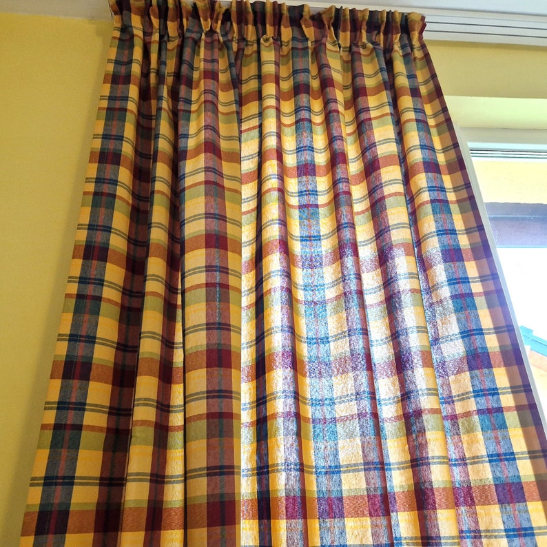 Plaid Curtains, Custom Checkered Windows Drapes for Living, Bedroom ...