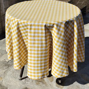 Gingham Tablecloth, Yellow Checkered Cotton Farmhouse Table Cloth ...