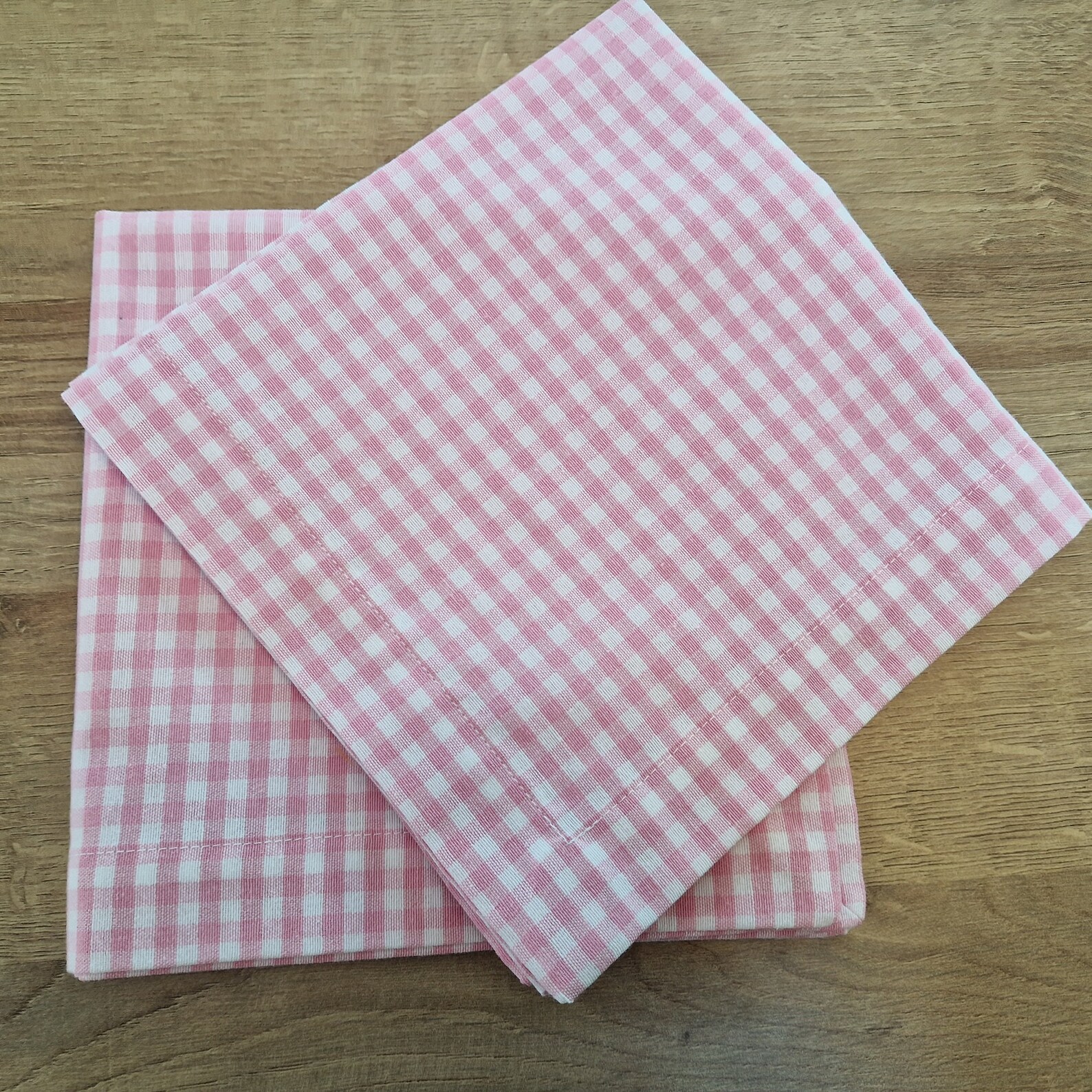 Gingham Pink Cloth Napkins: Checkered Cotton, Reusable Dinner Party ...