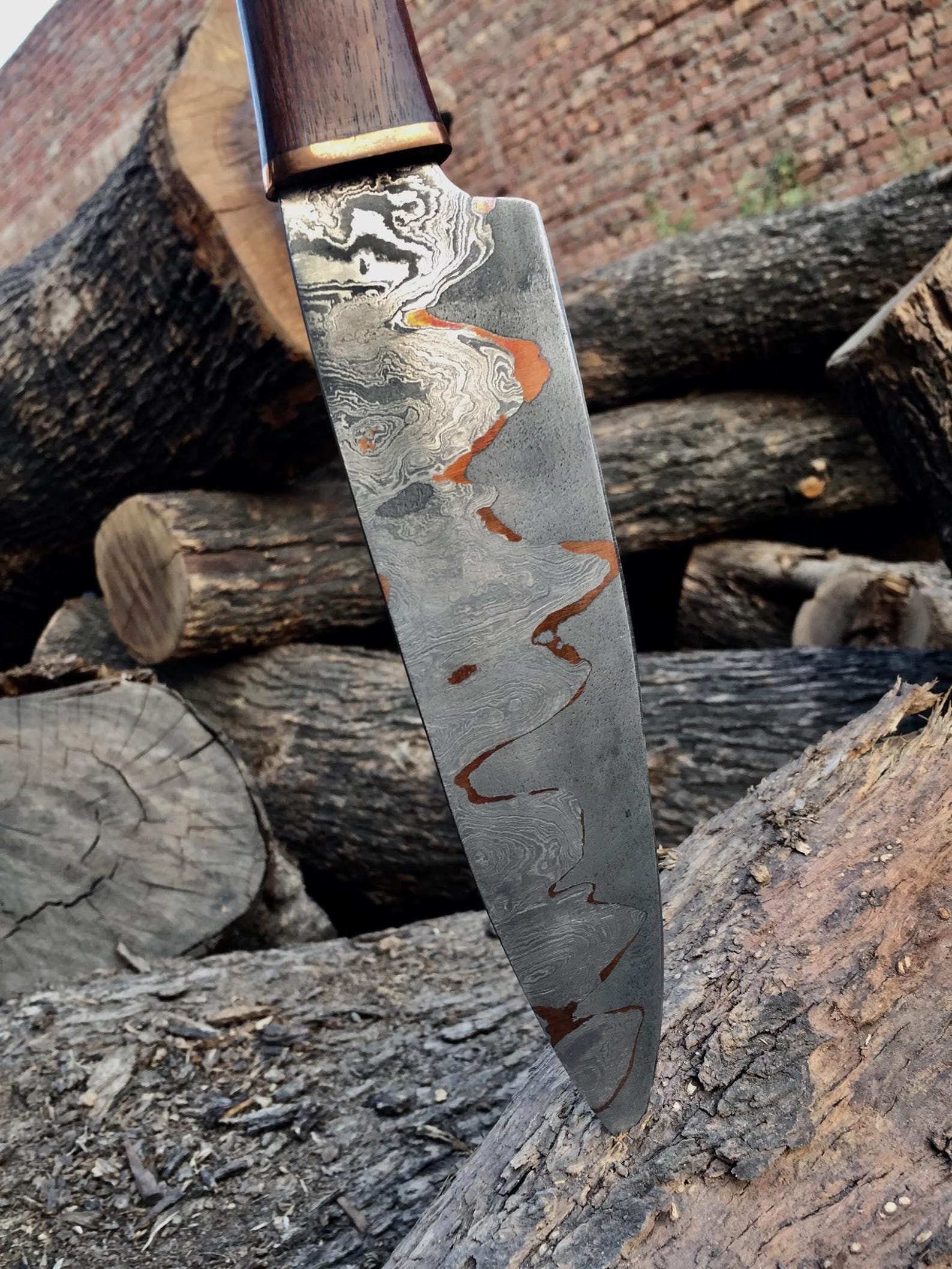 CU Mai, SAN MAI, Copper Damascus Steel Chef Knife Kitchen Chef Knife ...