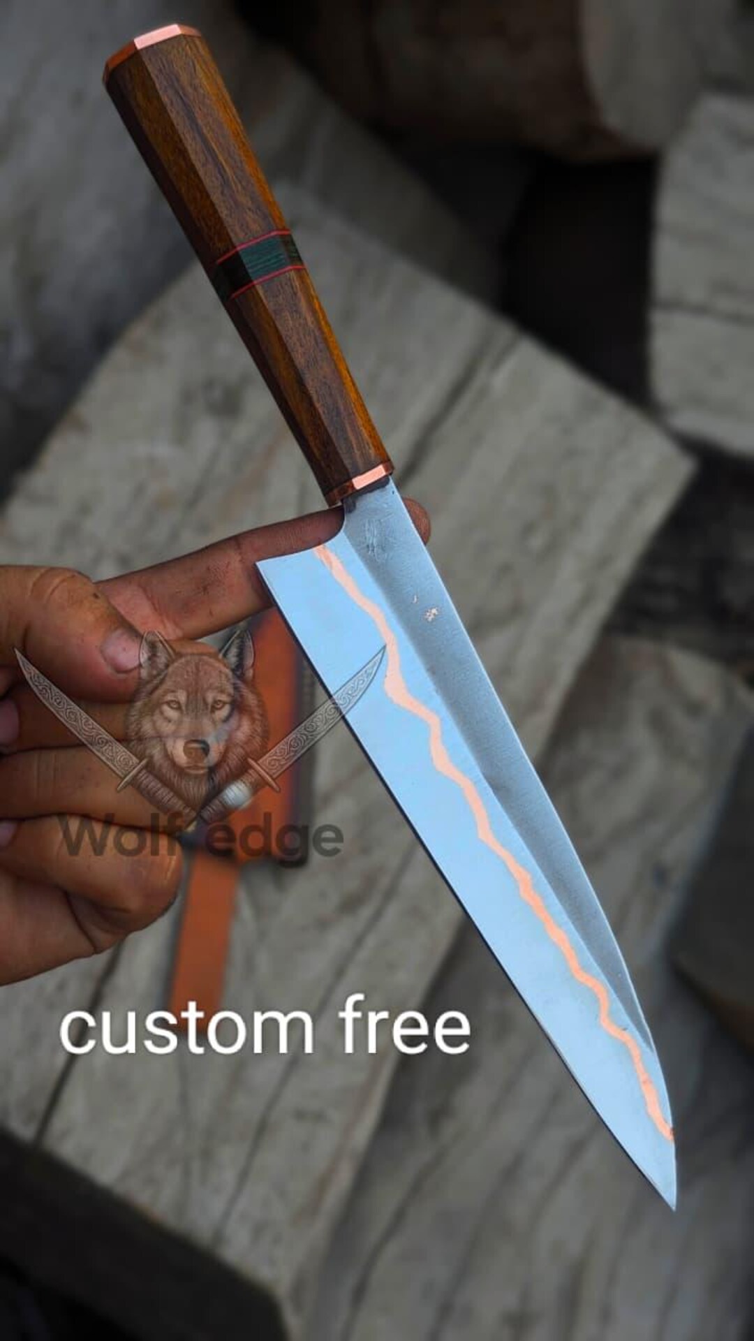 Handmade Copper San Mai Classic Gyuto Chef Knife | Rosewood Handle Best ...