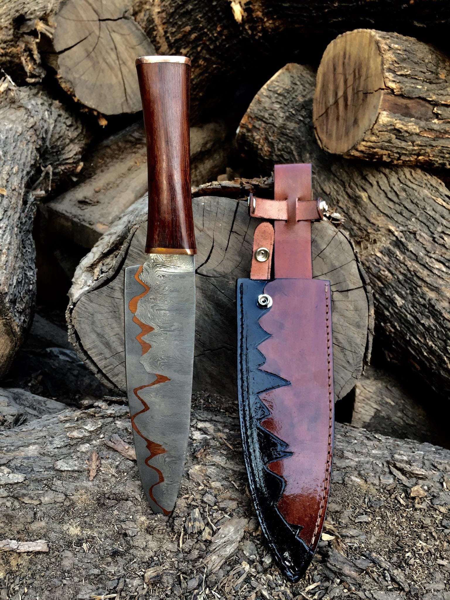 CU Mai, SAN MAI, Copper Damascus Steel Chef Knife Kitchen Chef Knife ...