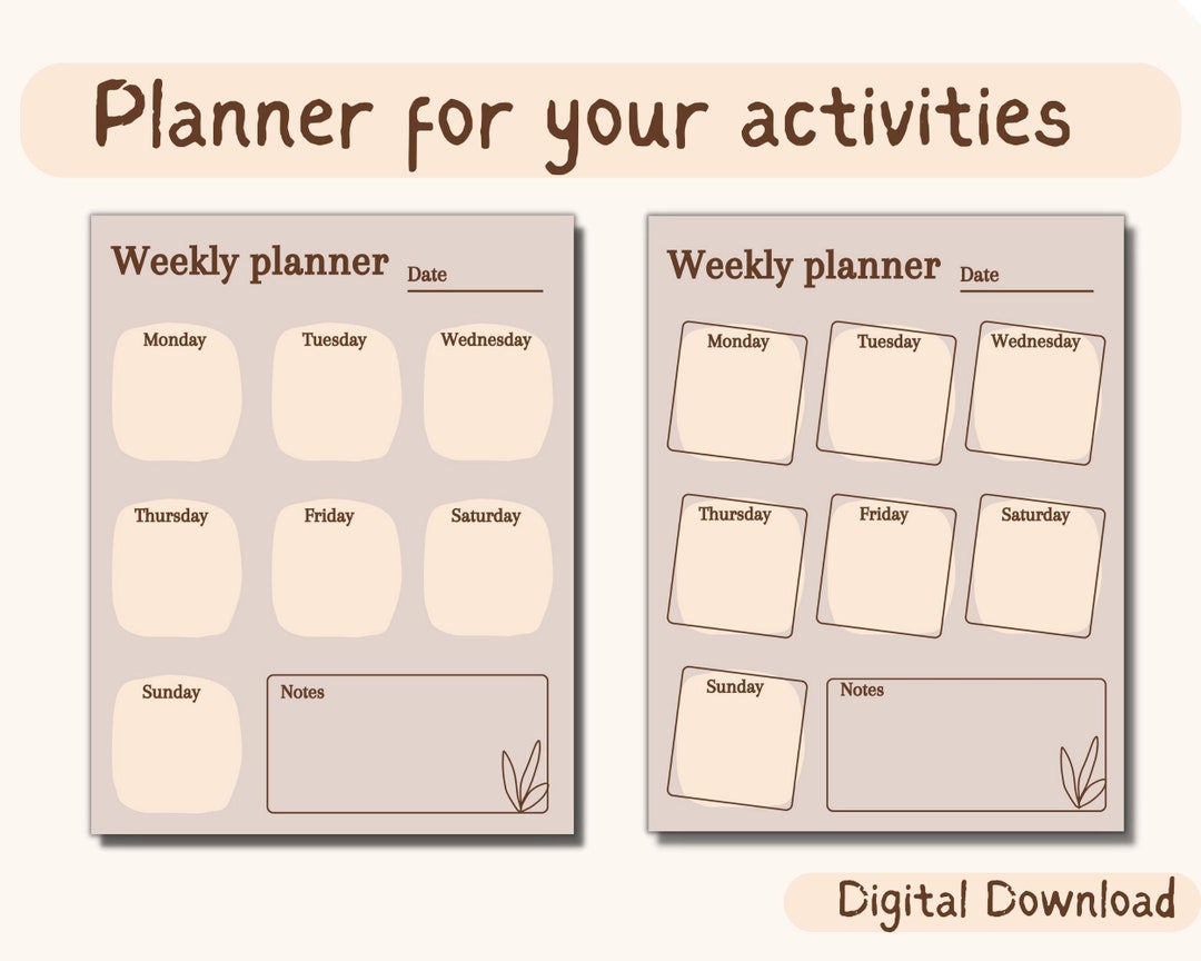 Weekly Planner, Digital Weekly Planner, Printable Planner, Simple ...