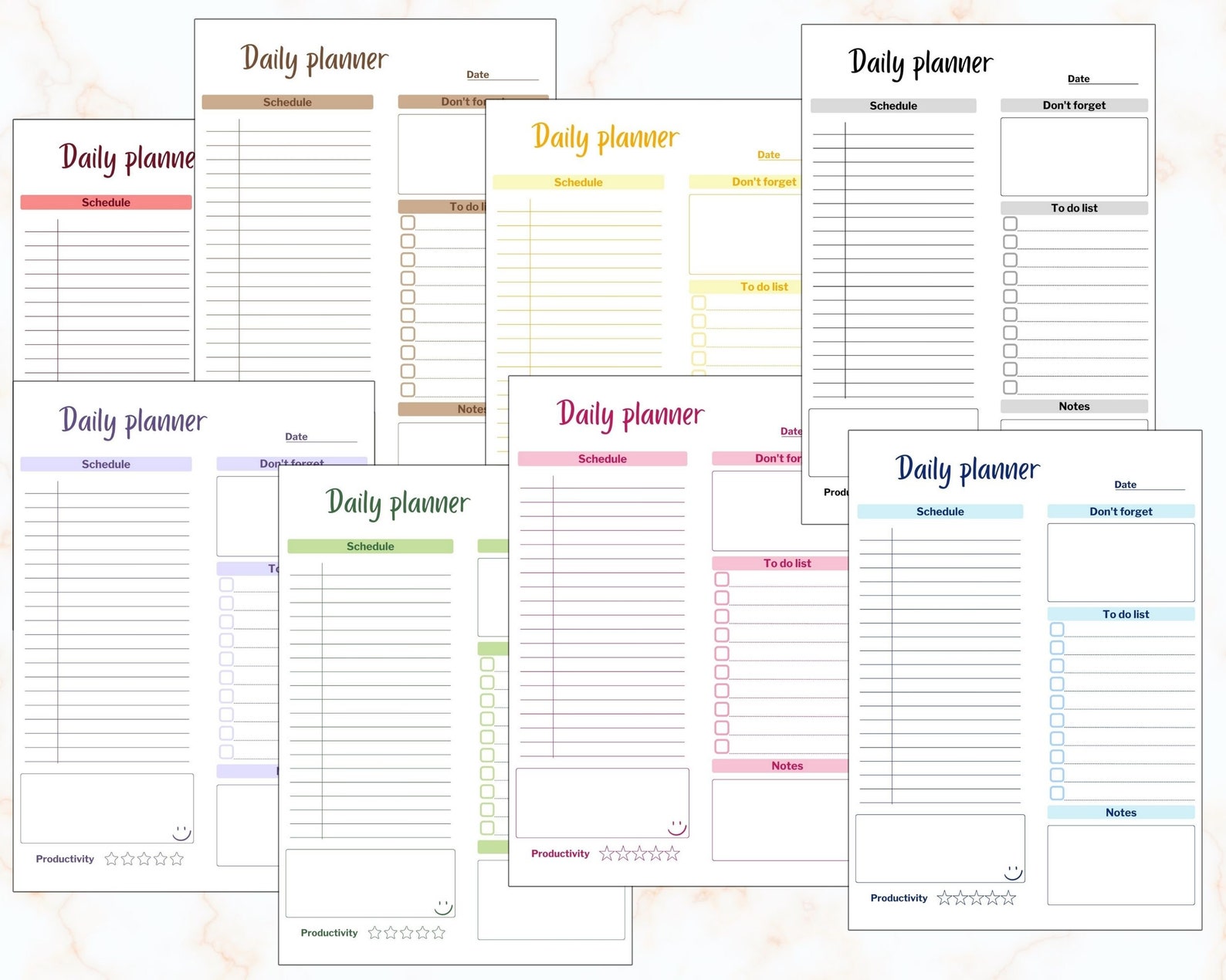 Digital Daily Planner, Printable Planner, Daily Planner, Hourly, Daily ...