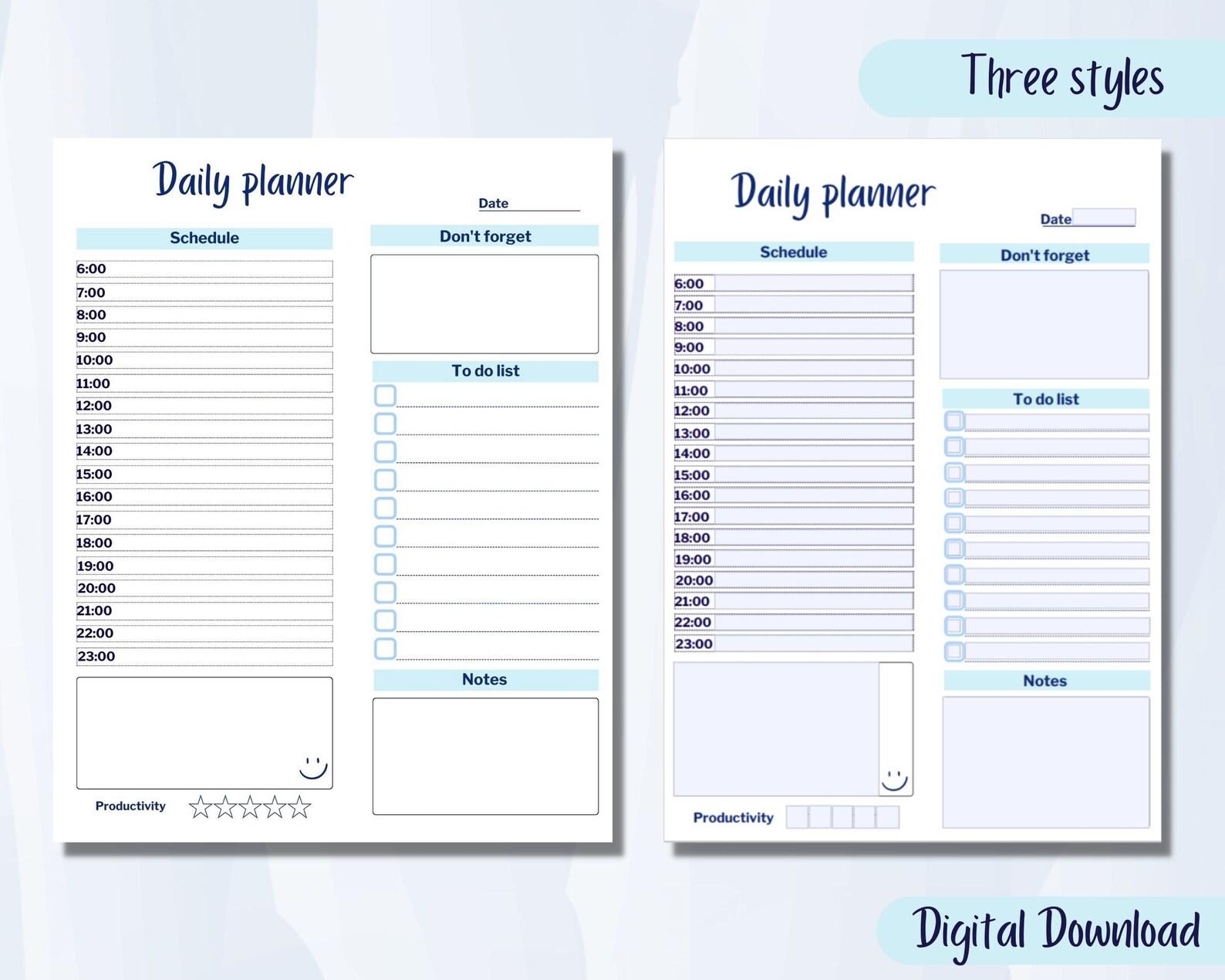 Digital Daily Planner, Printable Planner, Daily Planner, Hourly, Daily ...
