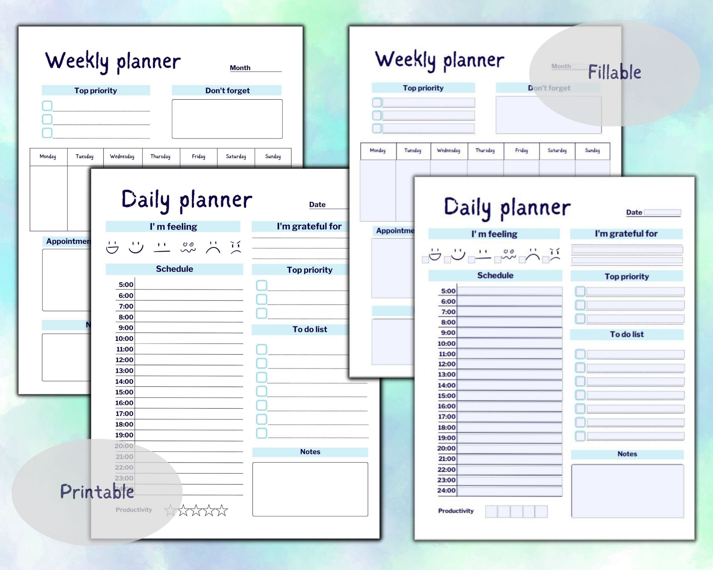 Digital Weekly Planner, Printable Planner, Weekly Planner, Daily ...