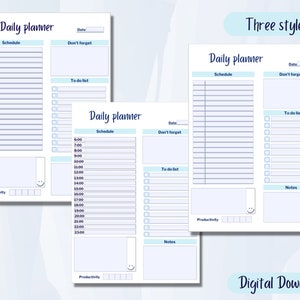 Digital Daily Planner, Printable Planner, Daily Planner, Hourly, Daily ...