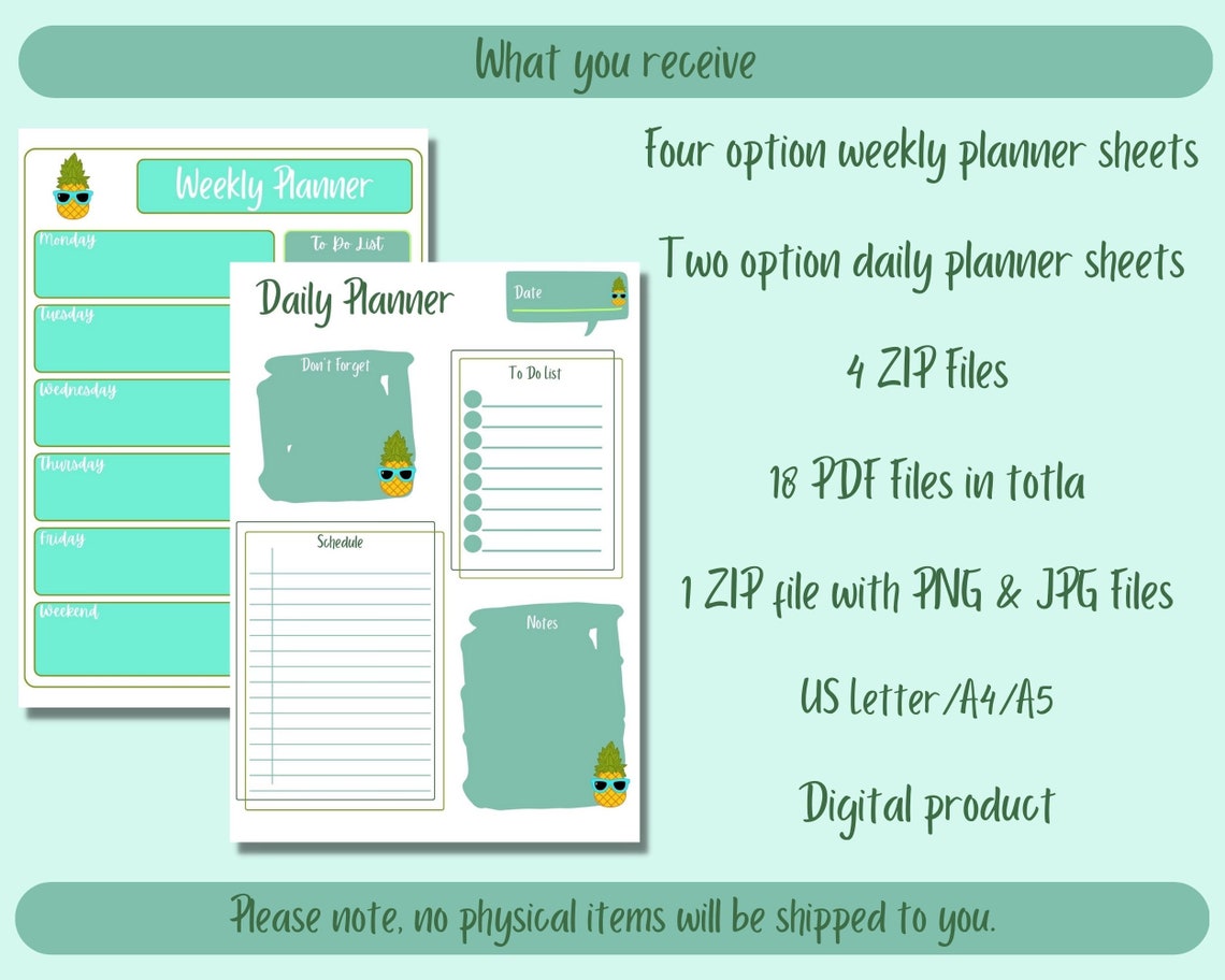Digital Weekly Planner, Weekly Planner, Printable Planner, Digital ...