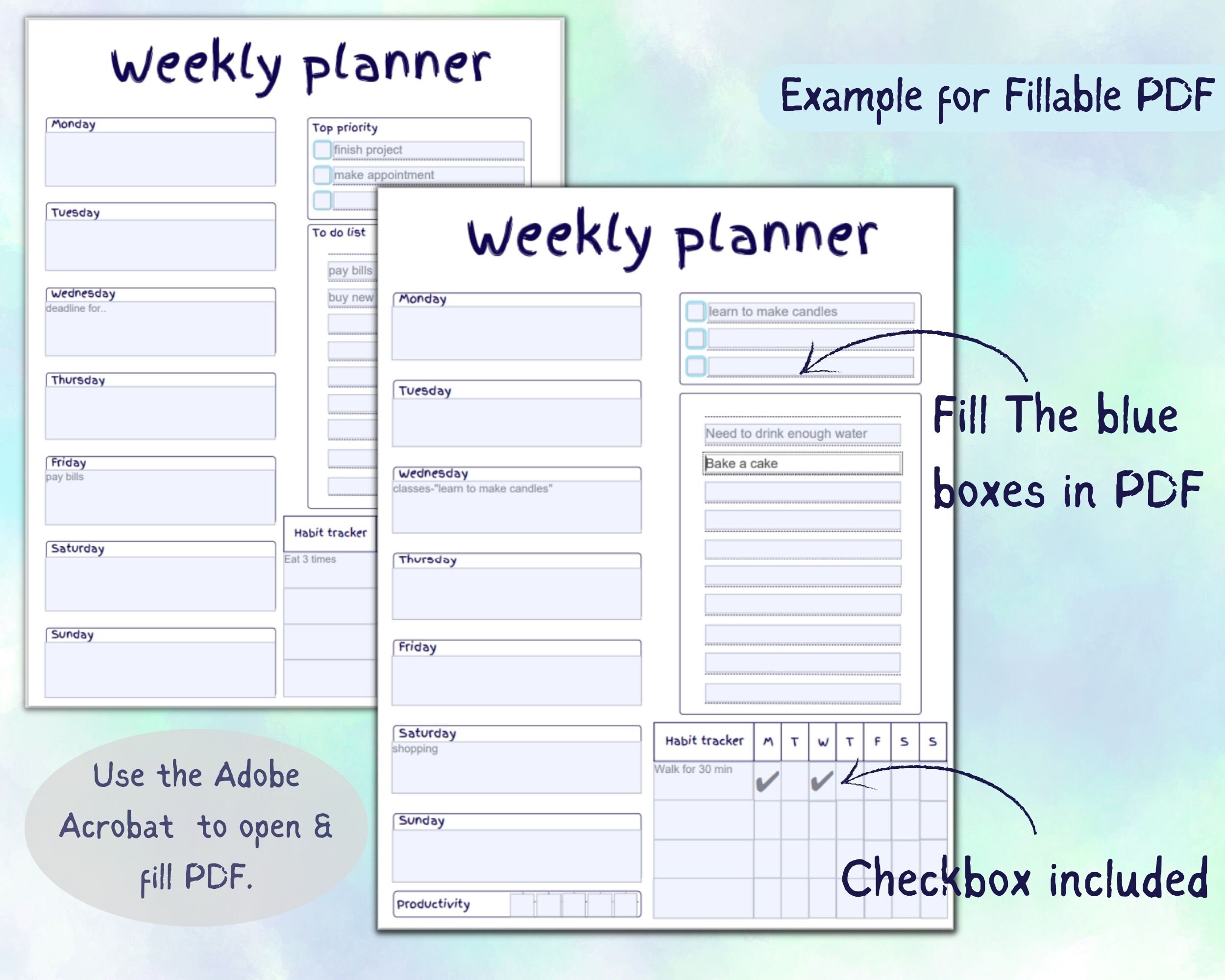 Digital Weekly Planner, Printable Planner, Weekly Planner, Minimalist ...