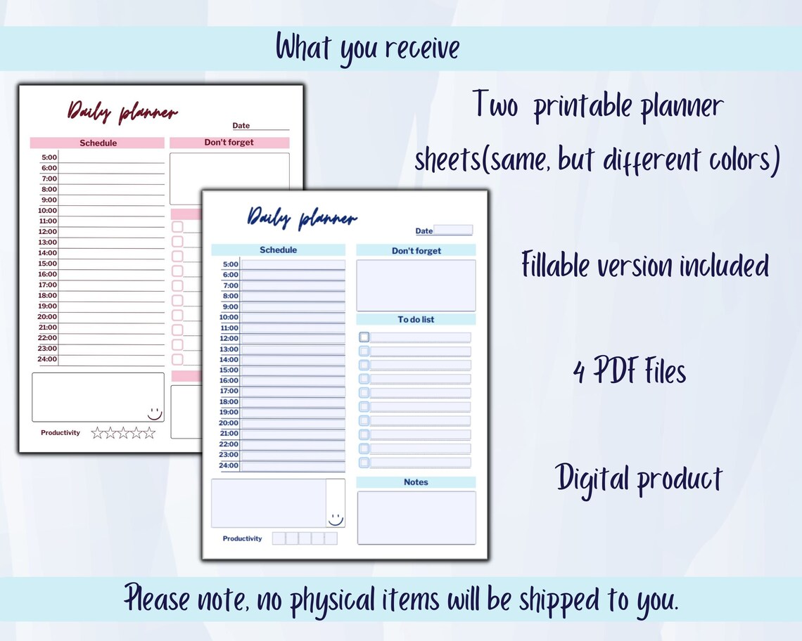 Digital Daily Planner Printable Planner Daily Planner - Etsy