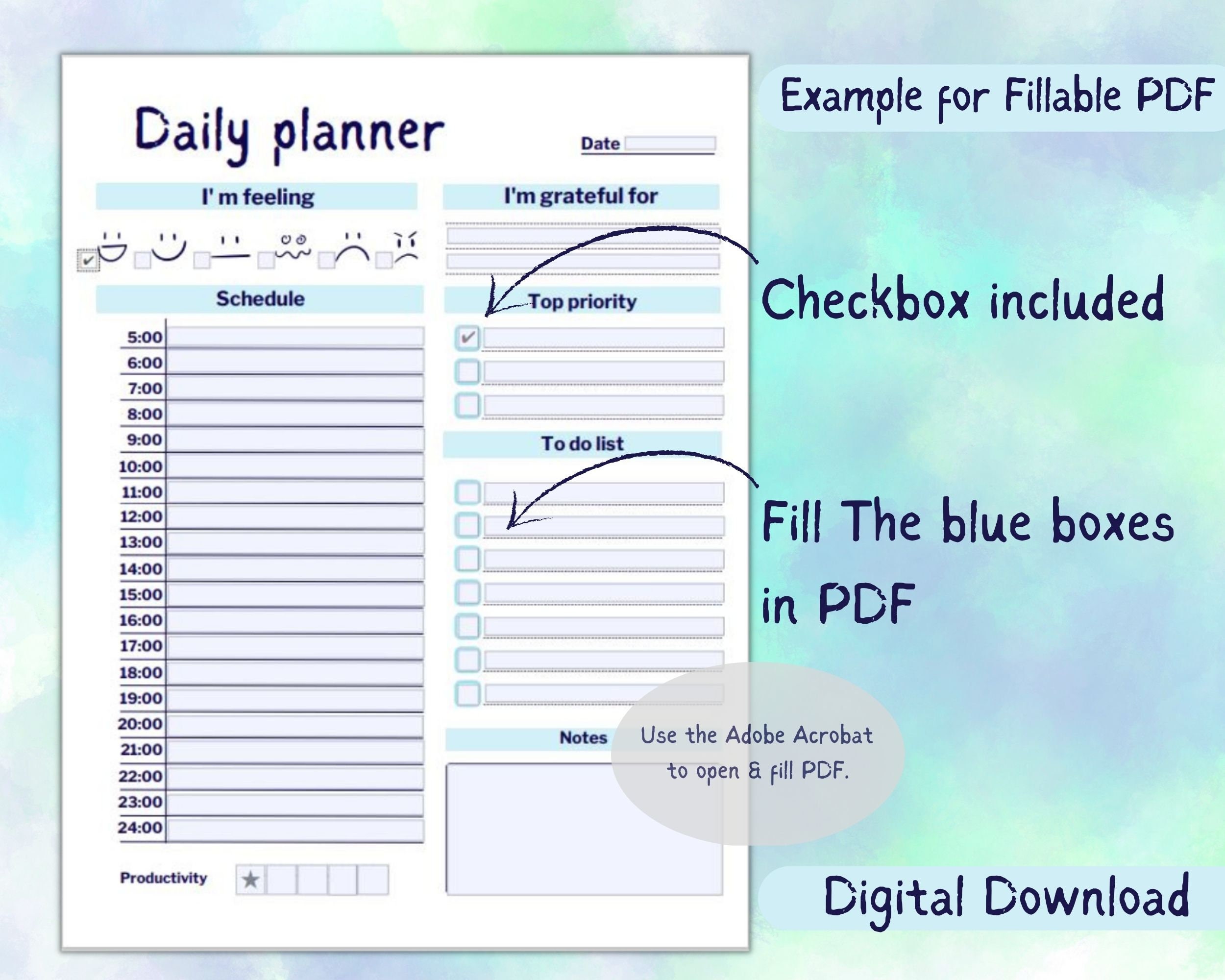 Digital Weekly Planner, Printable Planner, Weekly Planner, Daily ...