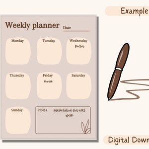 Weekly Planner, Digital Weekly Planner, Printable Planner, Simple ...