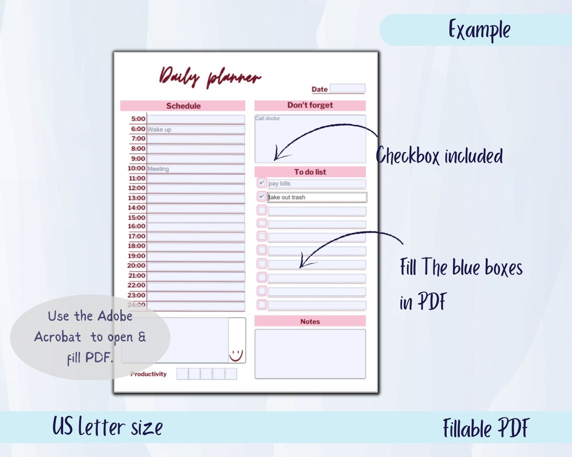 Digital Daily Planner Printable Planner Daily Planner - Etsy