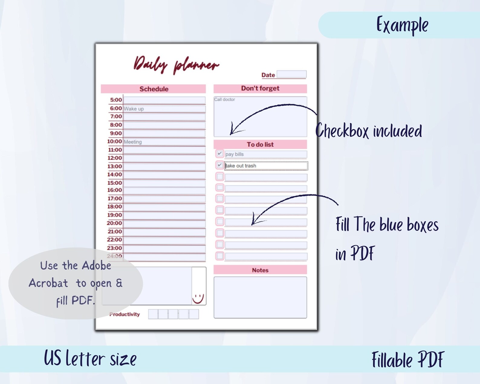 Digital Daily Planner Printable Planner Daily Planner - Etsy