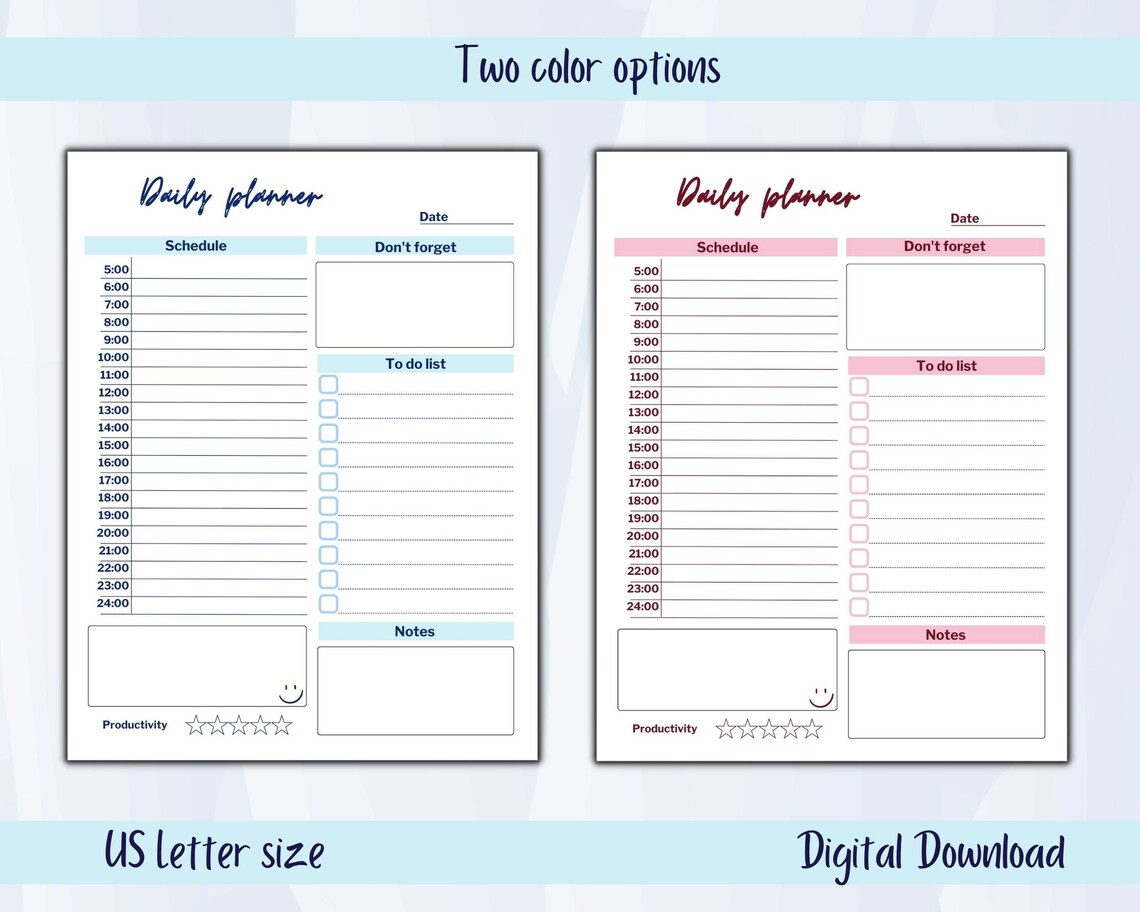 Digital Daily Planner Printable Planner Daily Planner - Etsy