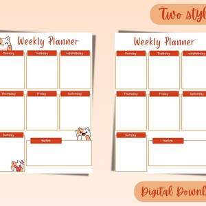 Digital Weekly Planner, Weekly Planner, Printable Planner, Cat Planner ...