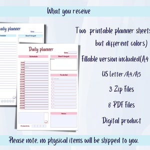 Digital Daily Planner, Printable Planner, Daily Planner, Hourly, Daily ...