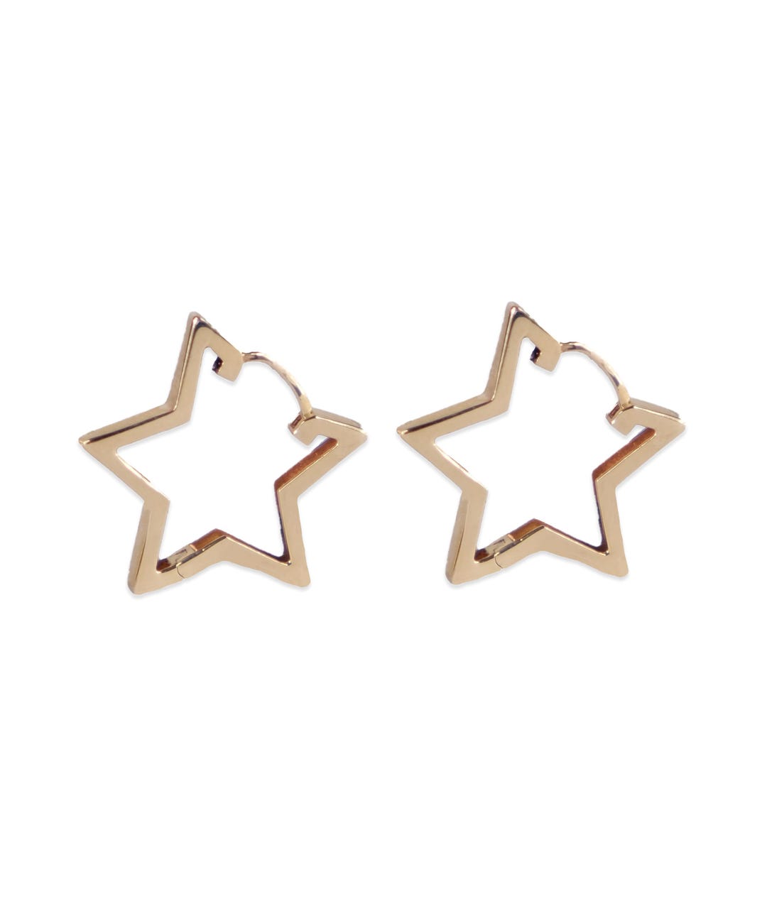14K Solid Gold Star Hoop Earrings: Minimalist Dainty Jewelry - Etsy
