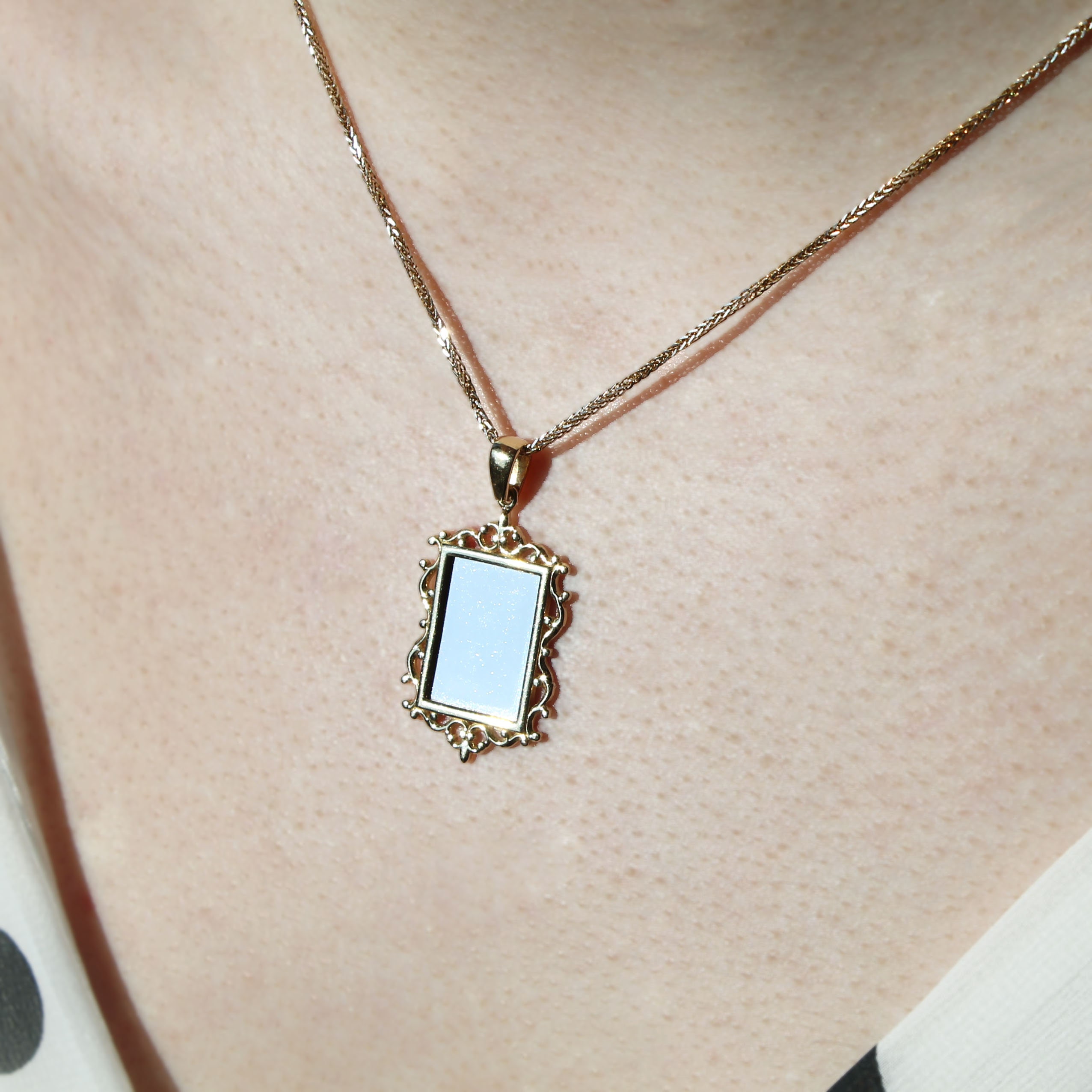 14K Solid Gold Mirror Necklace for Protection , Fairy Necklace for ...