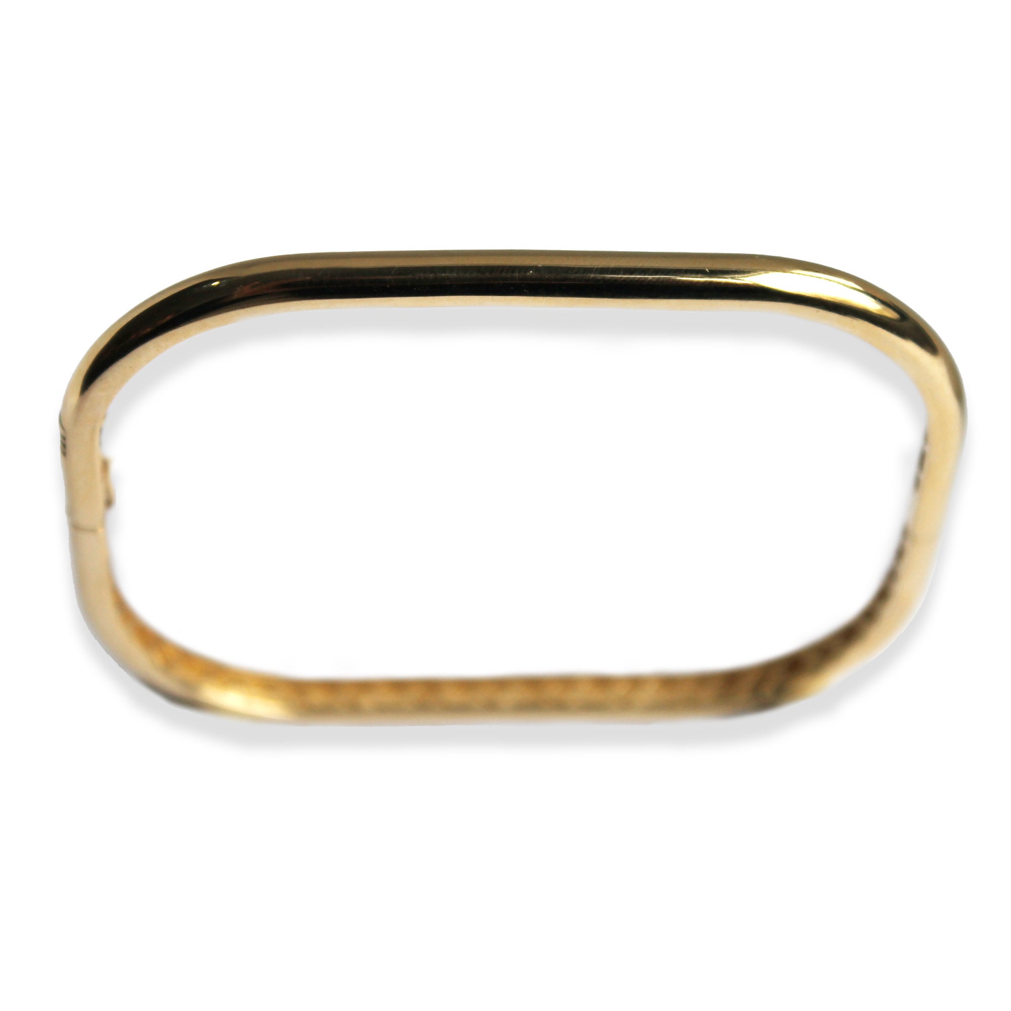 14K Gold Hinged Bangle, Square Shape Bracelet, Stackable Bracelets 14K ...
