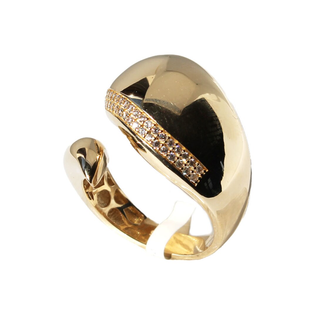 14K Solid Gold , Open Dome Ring, Double Dome Ring, Gold Bold Dome Band ...