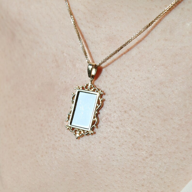 14K Solid Gold Mirror Necklace for Protection , Fairy Necklace for ...