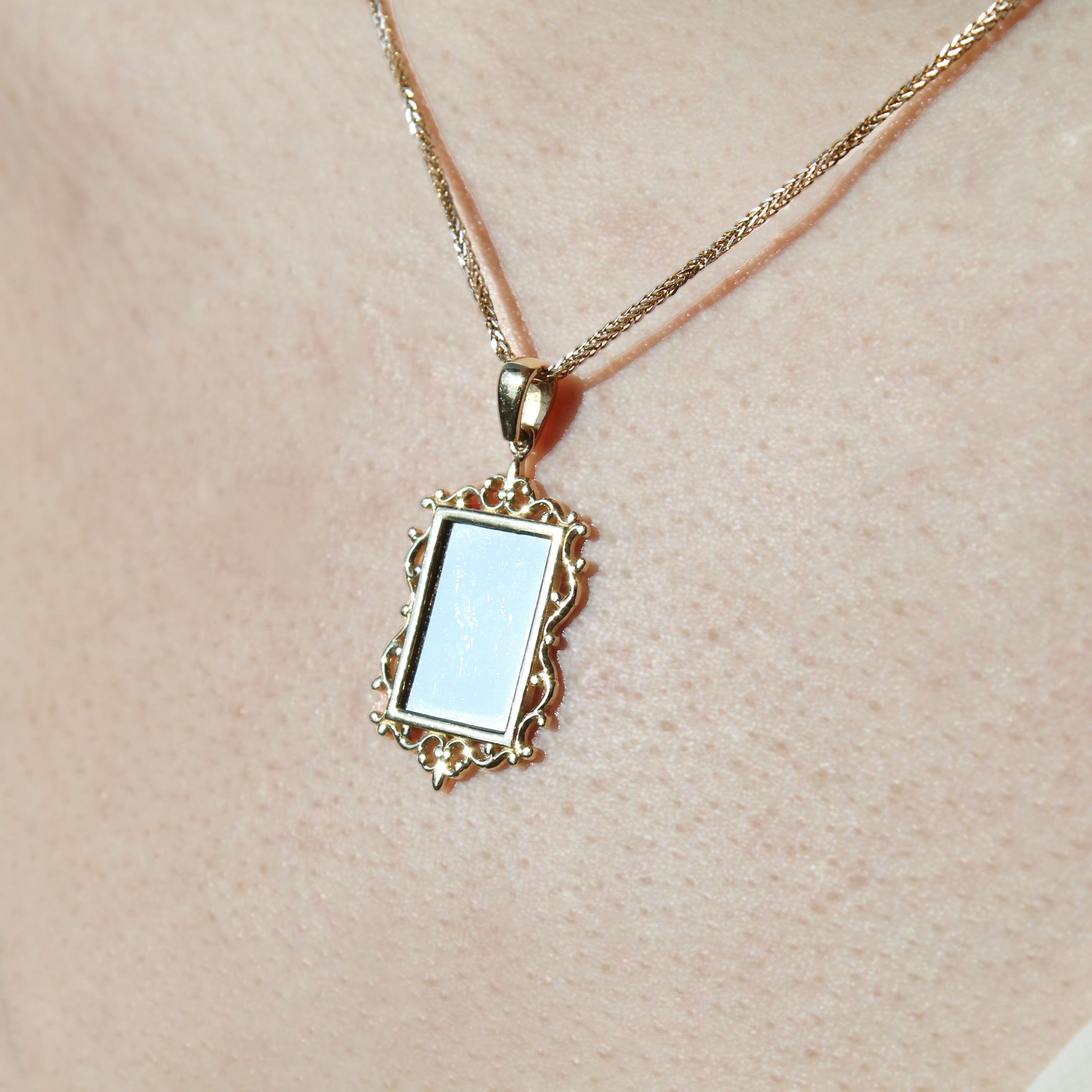 14K Solid Gold Mirror Necklace for Protection , Fairy Necklace for ...
