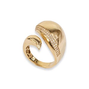 14K Solid Gold , Open Dome Ring, Double Dome Ring, Gold Bold Dome Band ...