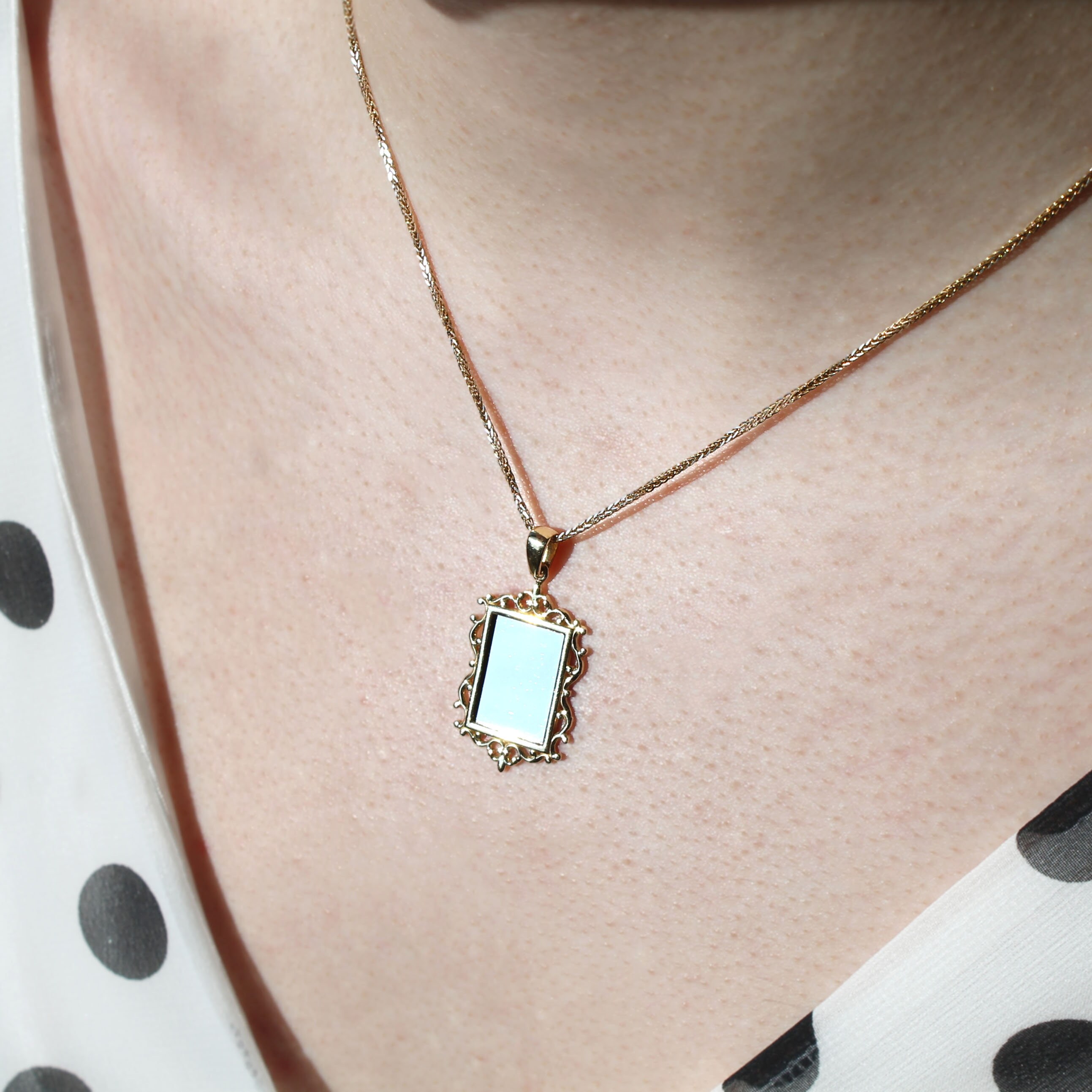 14K Solid Gold Mirror Necklace for Protection , Fairy Necklace for ...