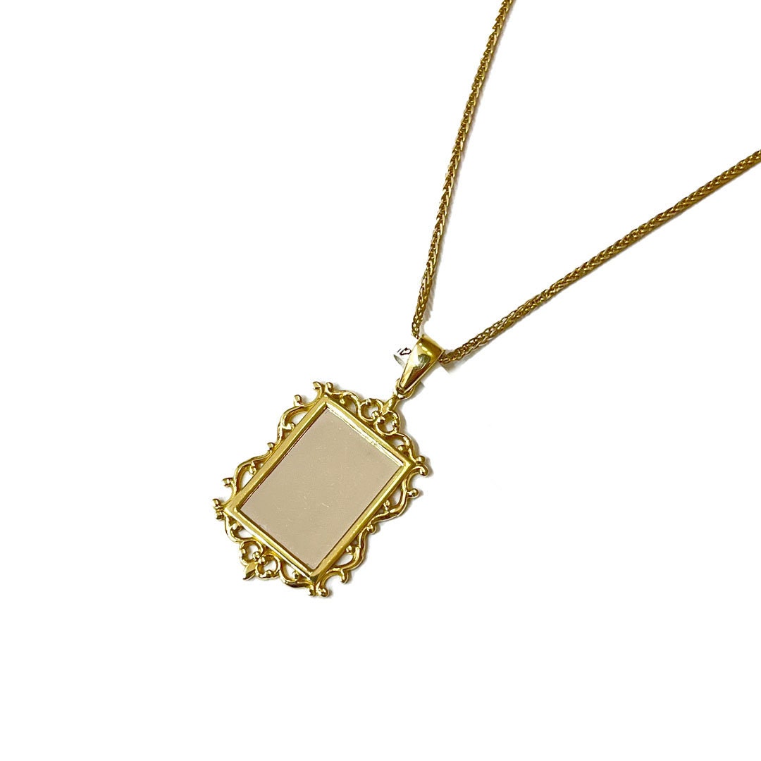 14K Solid Gold Mirror Necklace for Protection , Fairy Necklace for ...
