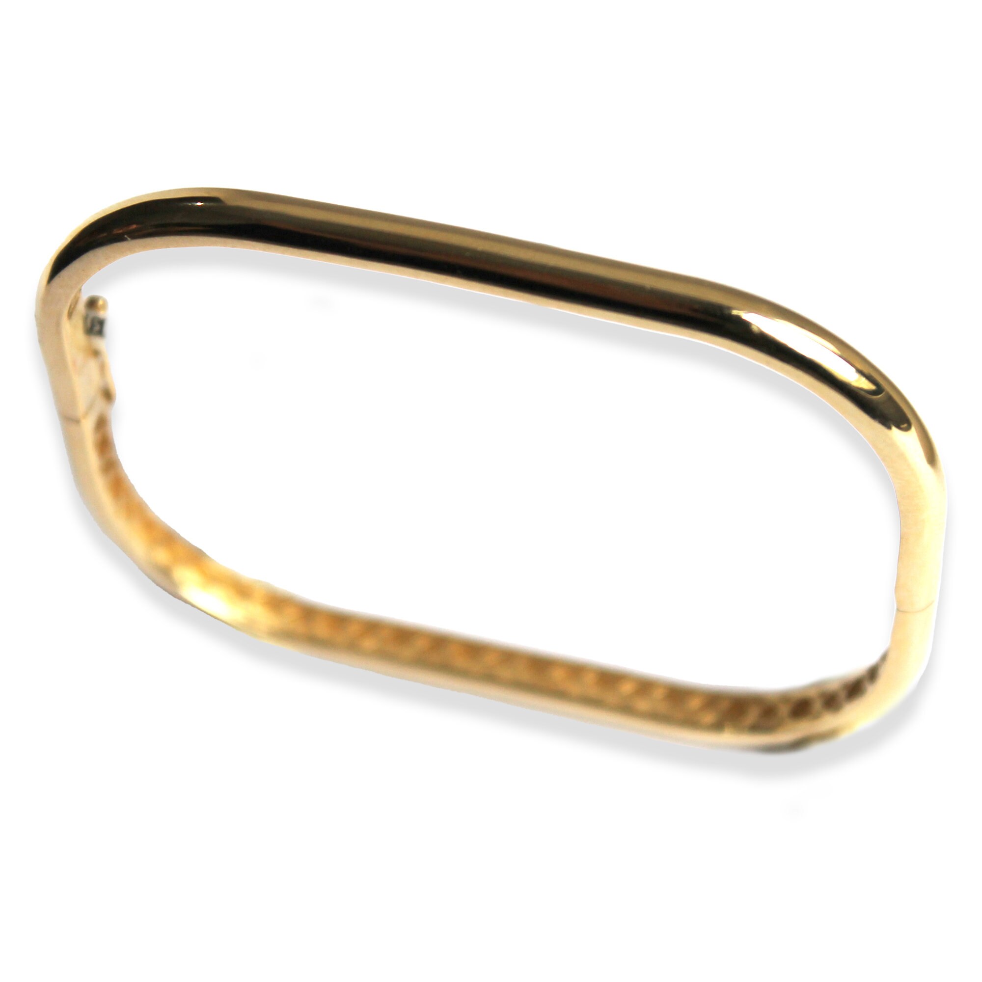 14K Gold Hinged Bangle, Square Shape Bracelet, Stackable Bracelets 14K ...