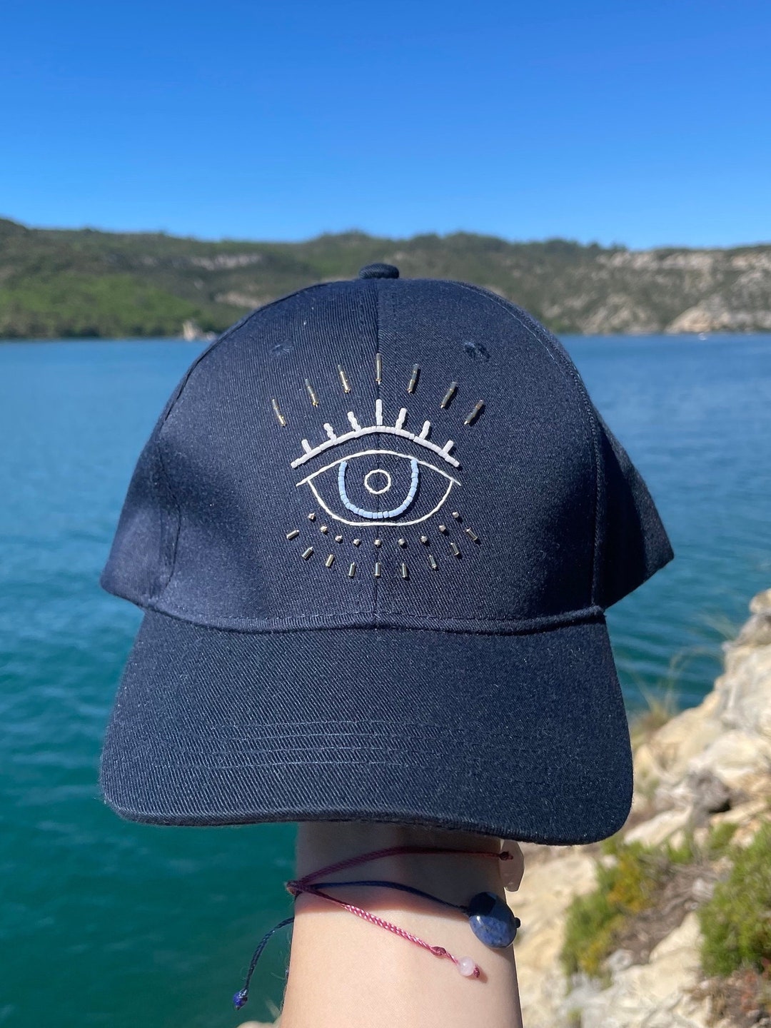 Embroidered Navy Blue Cap - Etsy
