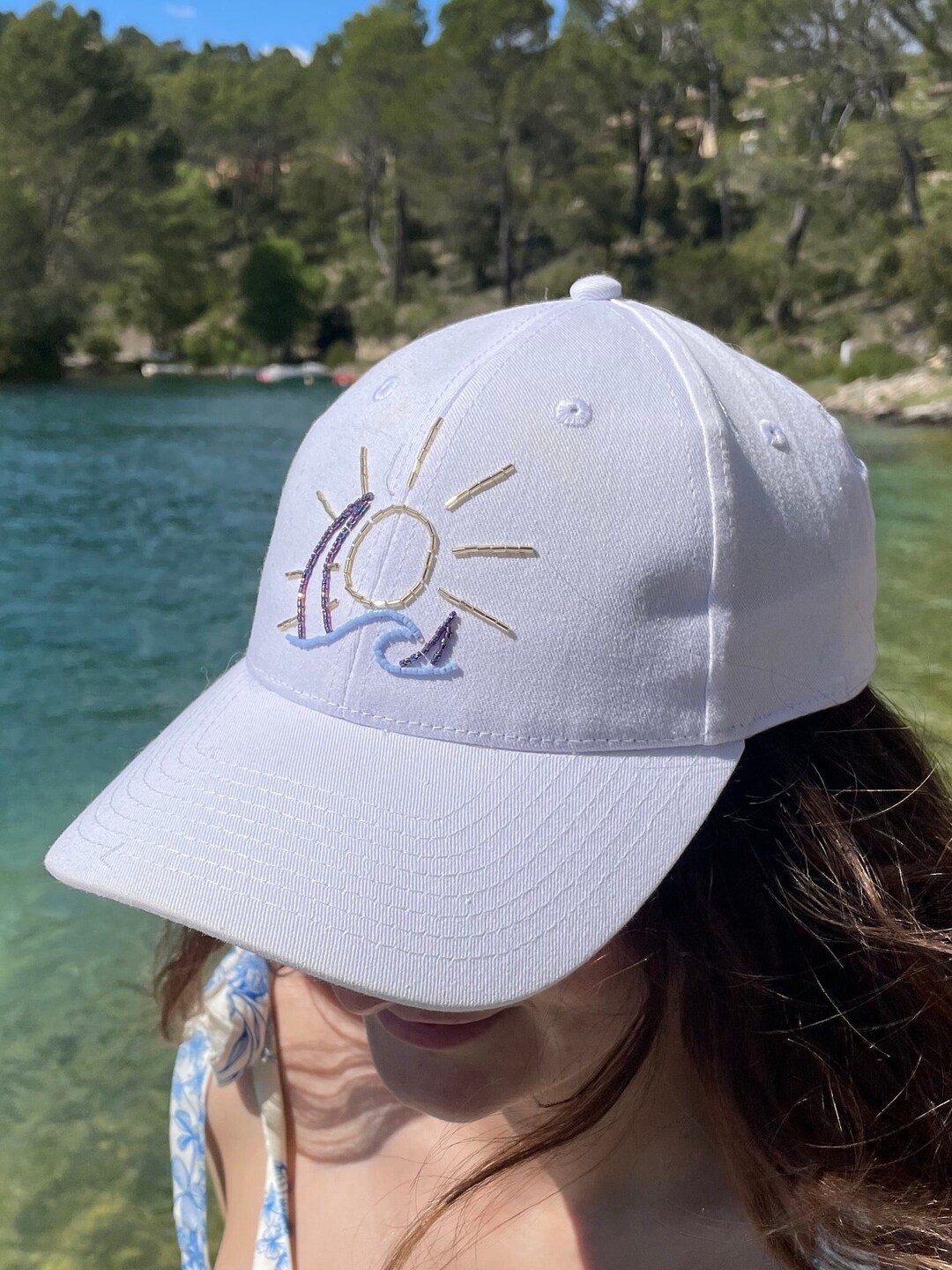 White Embroidered Cap - Etsy
