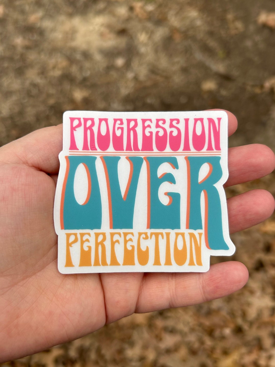 Progression Over Perfection Sticker, One Day at A Time Decal, Progress ...