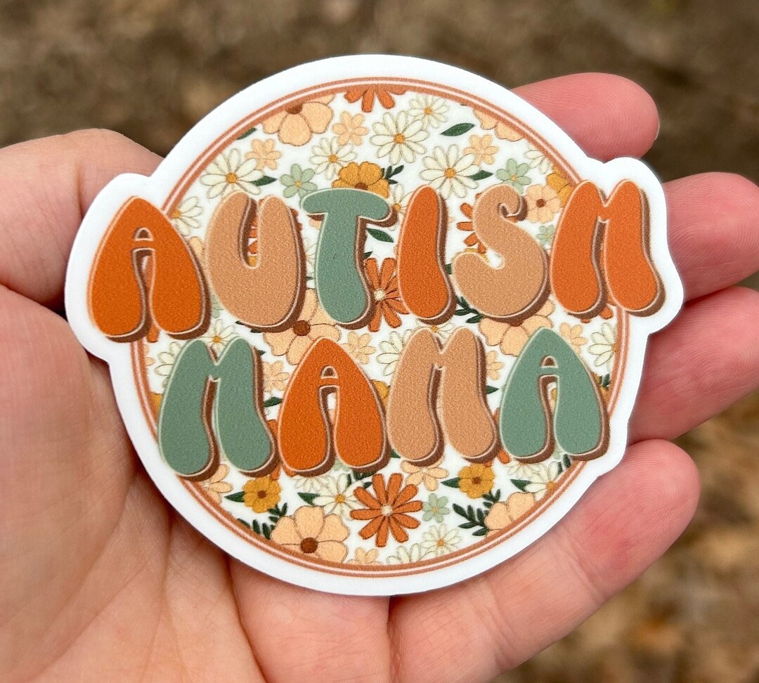 Autism Mama Floral Sticker, Colorful ASD Bumper Sticker, Hippie Mother ...