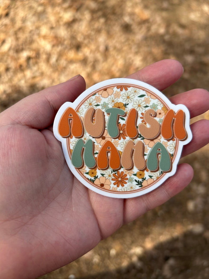 Autism Mama Floral Sticker, Colorful ASD Bumper Sticker, Hippie Mother ...