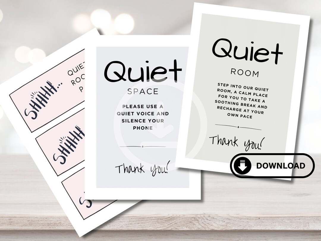Quiet Space/room Printable Sign A4 Party Event Office - Etsy