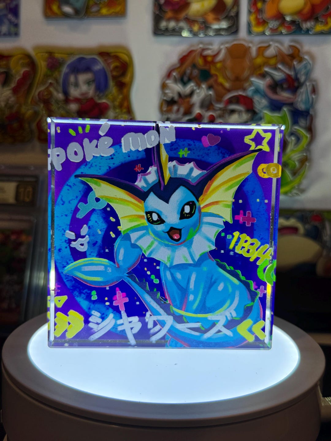 Vaporeon Eevee Custommade Pokemon Crystal Acrylic Block 10cmx10cmx1.5cm ...