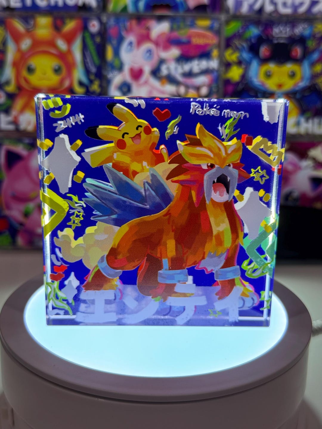 Entei Pika Custommade Pokemon Crystal Acrylic Block 10cmx10cmx1.5cm ...