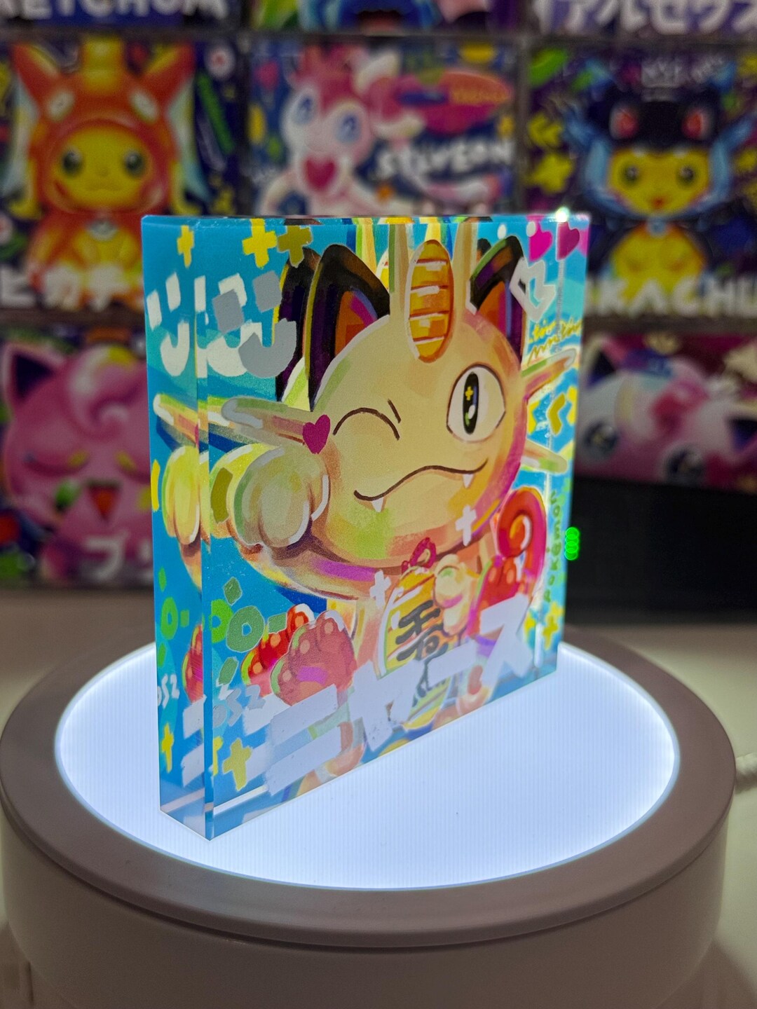 Meowth Custommade Pokemon Decoration Full Art Acrylic Block 10x10x1.5cm ...