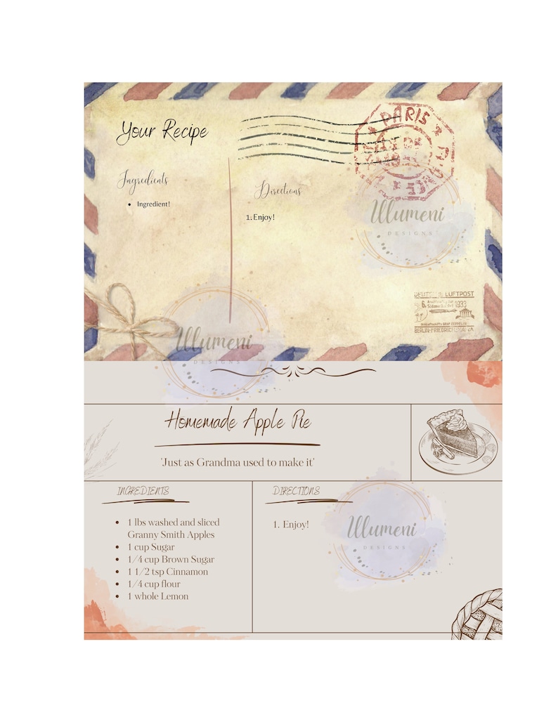 Baking and Cooking Digital Recipe Cards, Instant Download, Minimalistic ...