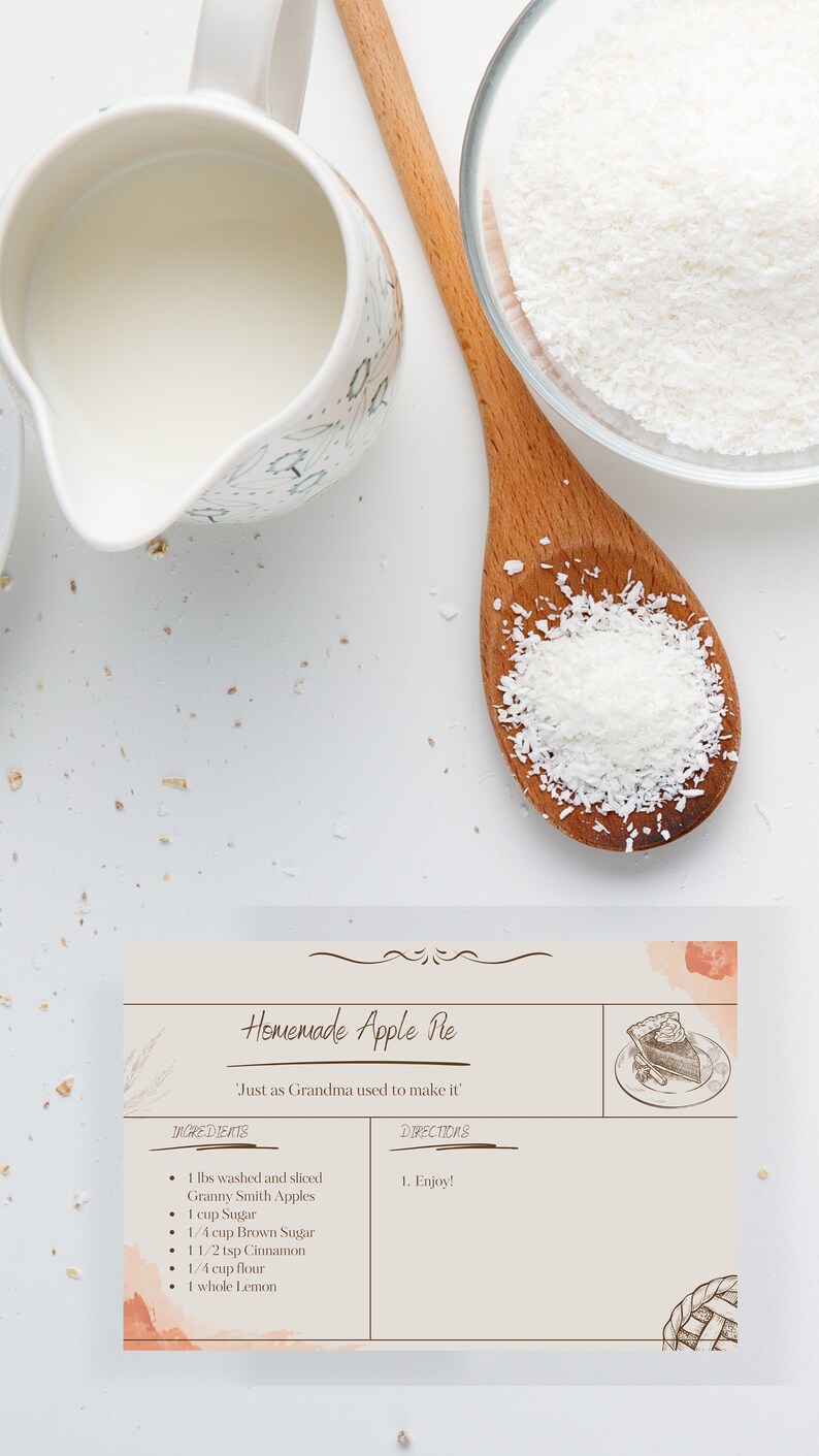 Baking and Cooking Digital Recipe Cards, Instant Download, Minimalistic ...