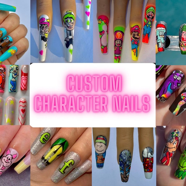 Cartoon Character Nails - Etsy