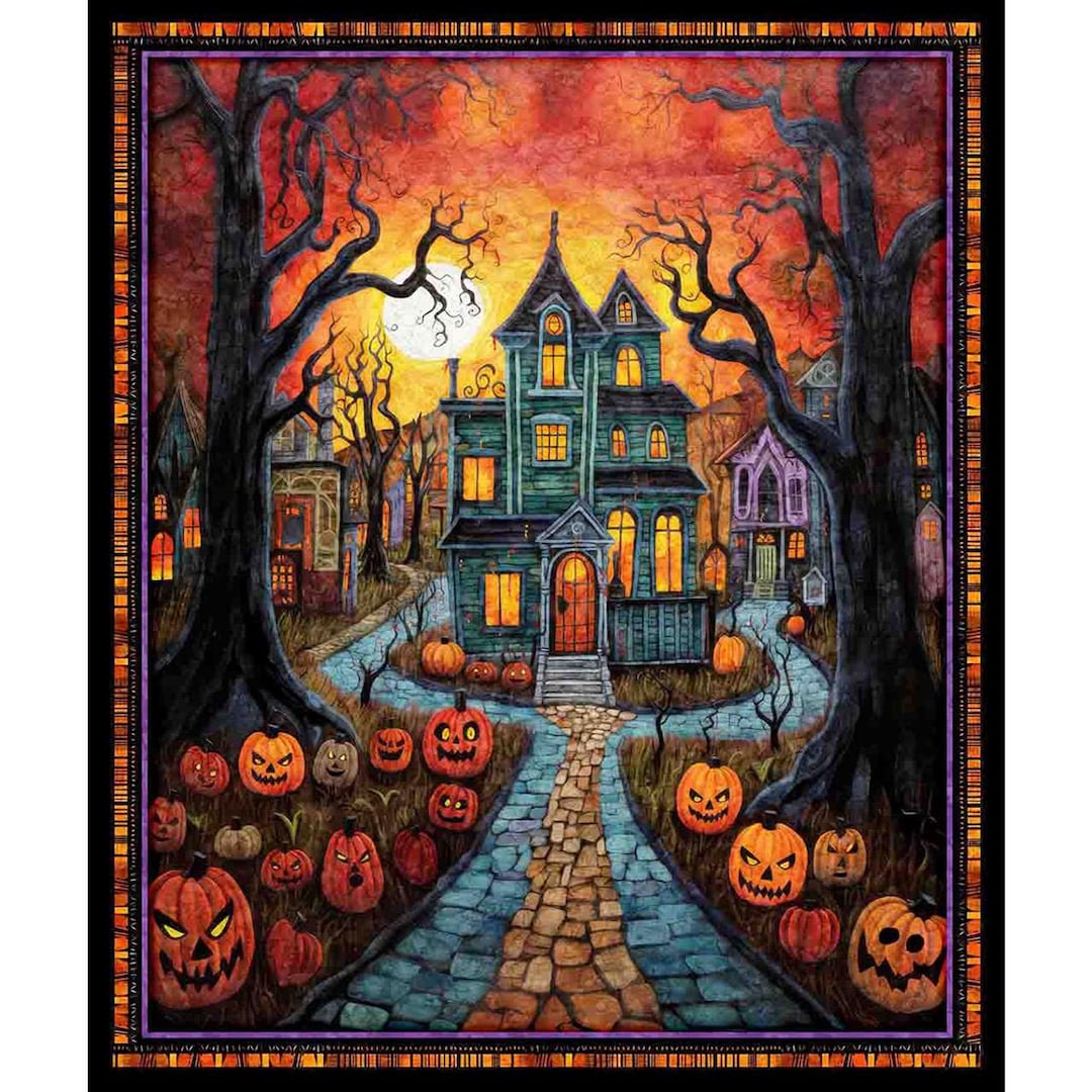 Halloween Fabric Panel, Quilting Treasures Fabrics Creepin It Real Dan ...