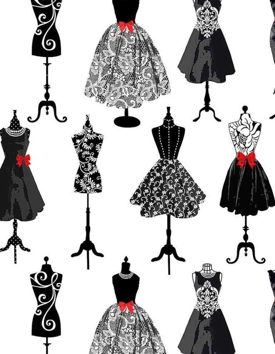Fashion Forward Dresses on Dress Forms on White Background, Fashion ...
