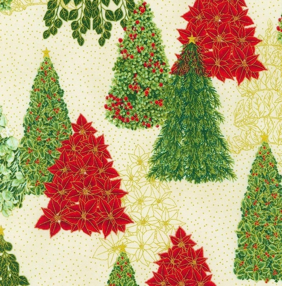 Holiday Flourish Snow Flower Cream Quilting Fabric, Robert Kaufman ...