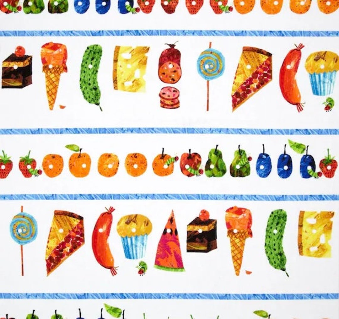 The Very Hungry Caterpillar Food Stripes Cotton Fabric, 100% Cotton ...