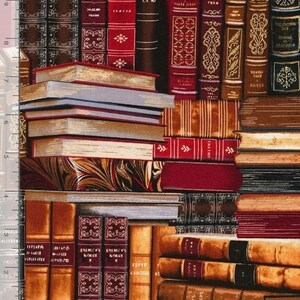 Multi Stacked Books Library Fabric, Timeless Treasures Fabrics, 100% ...
