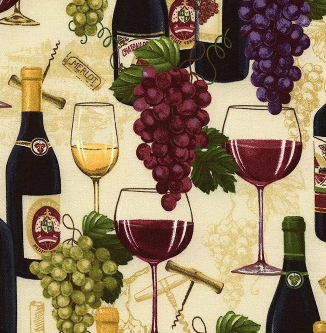 Wine Fabric, Vineyard Fabric Timeless Treasures Wine Tasting With ...
