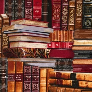 Multi Stacked Books Library Fabric, Timeless Treasures Fabrics, 100% ...